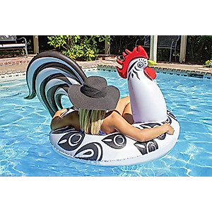 Poolmaster Rooster Inflatable Swimming Pool Party Float (48 Inch), Black/White/Red