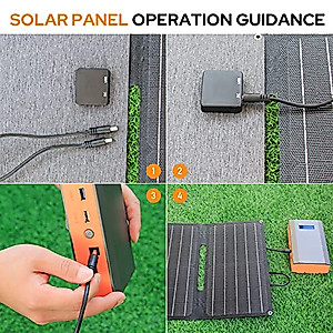 Portable Solar Panel with 15V DC Output, 30W Foldable Solar Charger for Solar Generator,10 in 1 Connectors, DC to DC Cable, Waterproof IP65 for Outdoor Camping RV Road Trip Off Grid Life