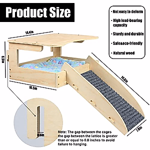 Guinea Pig Hideout-Natural Wooden Guinea Pig Bedding Guinea Pig Toys with Stairs and Mat,Detachable Guinea Pig Bed for Guinea Pig Cages Hamsters Bunny Chinchillas.