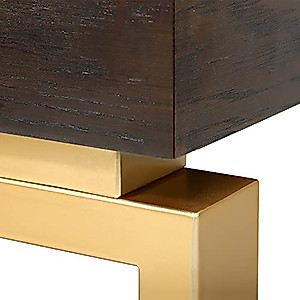 Savonnerie Coffee Tables for Living Room, Small Coffee Table with Gold Legs, Oak Top, 42" L x 21" W x 15" H
