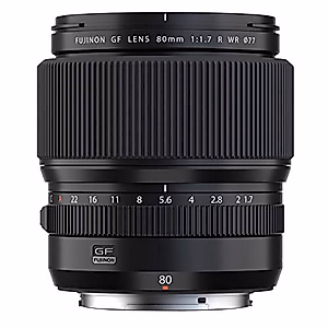 Fujifilm GFX 100S Medium Format Mirrorless Camera, Black with Fujinon GF 80mm f/1.7 R WR Lens, Black