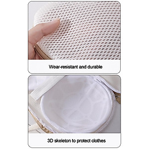 2 Pack Large Bra Washing Bags for Laundry, 3D Protective Bracket Mesh Bra Laundry Bags for Washing Machine Brassiere Wash Bags with Handle and Zipper for Delicates Lingerie A to C Cups (Grey)