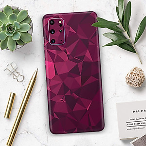 DesignSkinz Pink and Red Geometric Triangles Protective Vinyl Decal Wrap Skin Cover Compatible with The Samsung Galaxy S20 (Screen Trim & Back Glass Skin)