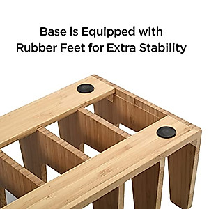 MobileVision Bamboo Book Rack, Video, CD, Record Organizer, 6 Sections