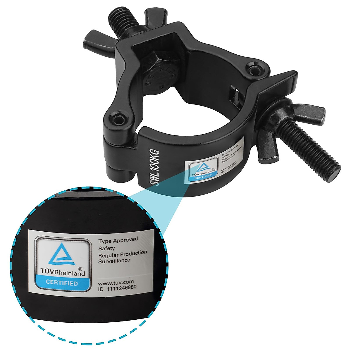 GBGS Lighting Truss DJ Light Clamps 2 Inch O Clamp Aluminum Alloy 220 LBs for OD 2 Inches(50.8mm) Pipe, TUV Certificated(ID:1111246880), 10 Pack