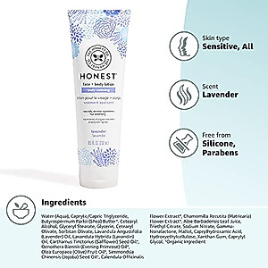 The Honest Company Hydrating Face + Body Lotion | Fast Absorbing, Naturally Derived, Hypoallergenic | Lavender Calm, 8.5 fl oz