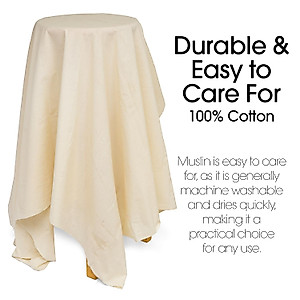 Pico Textiles 2 Yards Bolt - 100% Cotton Natural Muslin Fabric - Unbleached - Sold by The Bolt - Ideal for Quilting, Embroidery, Backdops, Drapes, Apparel, Aprons, and Sheets