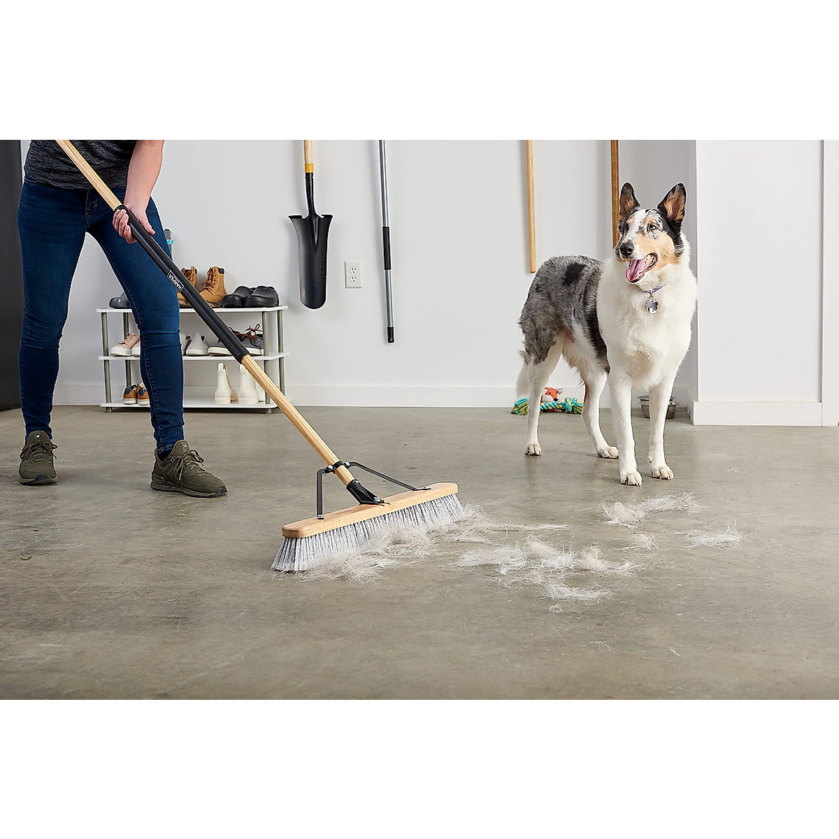 Harper 20201043 24 in. Indoor Smooth-Surface Push Broom with Flagged Bristles, Sand, Saw Dust, Wood Shavings and Pet Hair