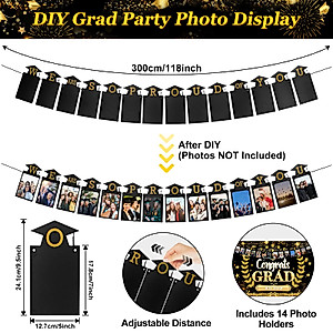 HJINGY Graduation Decorations Class of 2024, 2024 Graduation Party Decorations Include Grad Backdrop, Photo Banner, Congrats Cards, Balloons, Tablecloth, Plates, Cake Toppers for College High School
