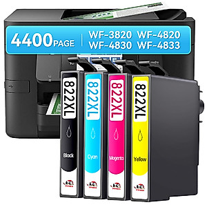 Panda zzz 822XL T822 Remanufactured for Epson 822XL Ink Cartridges for Epson 822 XL T822 on Epson Workforce Pro WF-3820 WF-4820 WF-4830 WF-4833 WF-4834 Color Inkjet Printer