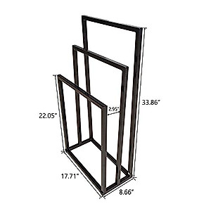 3 Tiers Metal Towel Rack Modern Freestanding Black Towel Holder for Bathroom Accessories Organizer(Black)