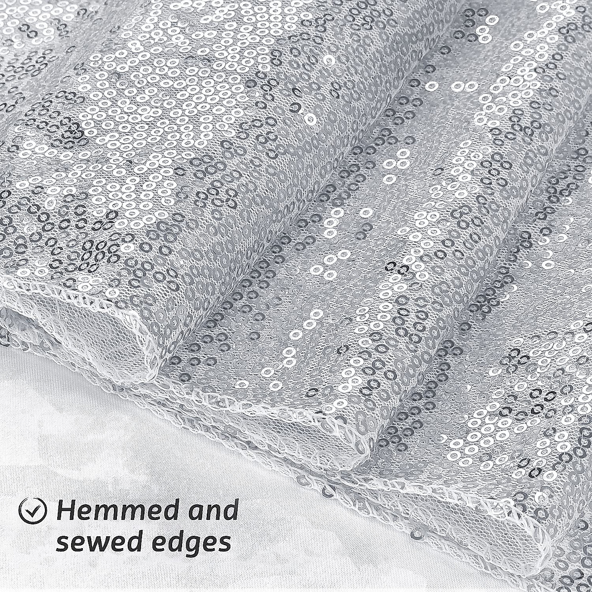 6 Pack Sequin Table Runner Silver, 12 x 108 inch Glitter Silver Table Runner for Rectangle Table for Birthday, Wedding, Banquet, Holiday Party Decorations & Baby Shower