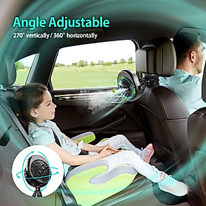 Portable Stroller Fan with Mist, Rechargeable Misting Fan with Water Spray, 270° Pivot Personal Mister Fan with Flexible Tripods for Cooling Outdoor Travel Beach Umbrella Wagon Crib Treadmill Car