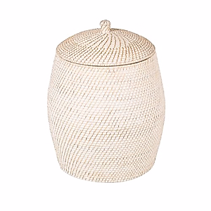 KOUBOO Laguna Rattan Beehive Hamper, Removable Cotton Liner, Laundry Hamper, Bathroom, Bedroom, Kids Room, Nursery, Hamper with Lid, Home Essentials, White Wash