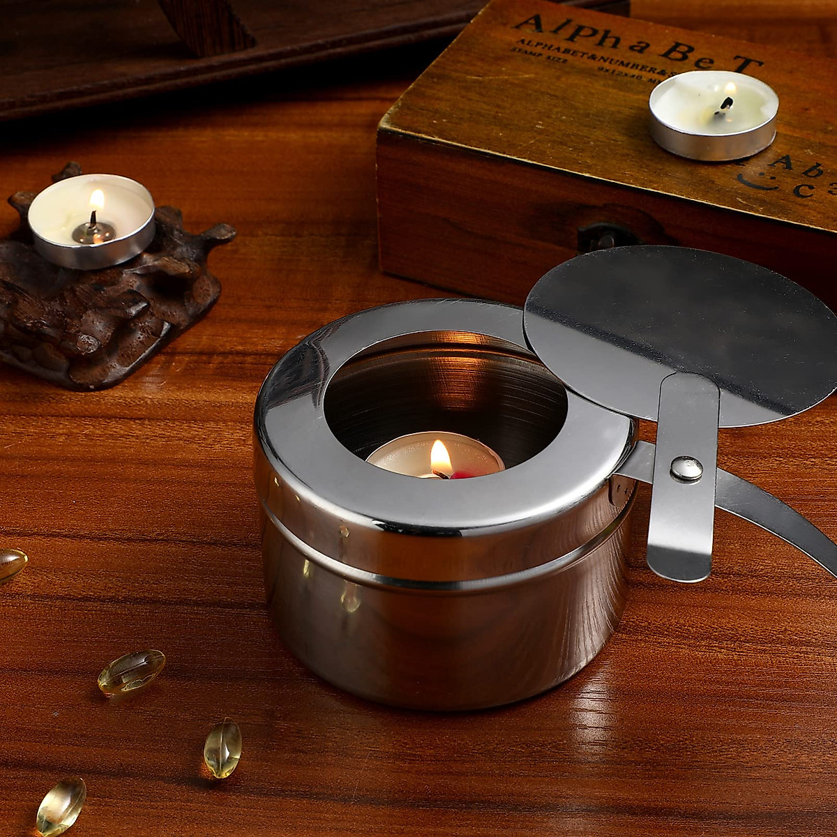 Abaodam 2Pcs Chafing Dish Fuel Holders Stainless Steel Fuel Cans Fuel Tank Boxes Fuel Holders with Covers for Home Outdoor Camping