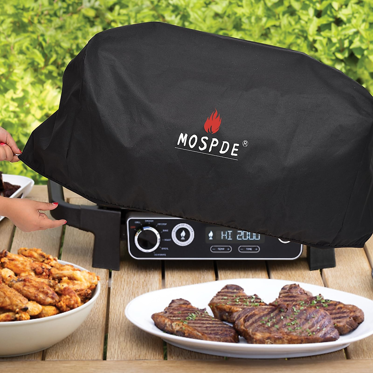 Grill Cover Fits for Ninja OG701 Woodfire Outdoor Grill, Fits Electric Ninja OG751 Woodfire Pro Smoker Portable BBQ Grill Travel-600D Heavy Duty Weather Resistant Cover