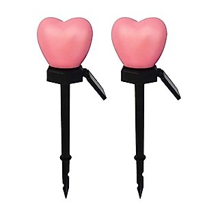 Graywhsky Plug Stakes Solar LED Day Tree Lights Garden 2PC Valentine's Decorations Outdoor Solar Lights Decoration & Hangs Garden Outdoor (Pink, One Size)