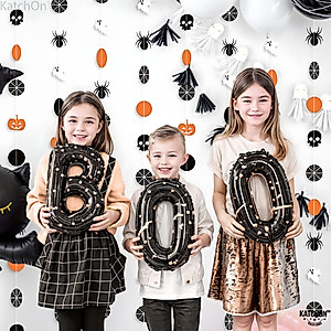 KatchOn, Orange and Black Halloween Garland - 6.5 Feet, 8 String | Halloween Pumpkin Garland, Halloween Decorations | Skull Garland Halloween | Halloween Hanging Garland, Halloween Party Decorations