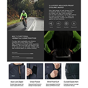 TSLA Men's Winter Cycling Jackets, Cold Weather Workout Running Jacket, Warm Thermal Softshell Bike Windbreaker, Cycling Windproof Jacket Neon Green, Medium