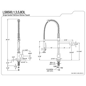 Kingston Brass LS8508DL Concord Single-Handle Pre-Rinse Kitchen Faucet, Brushed Nickel