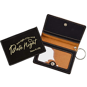 PlaqueMaker Customizable Leatherette Wallet for Date Night - Include your Personal Names-Black with Gold