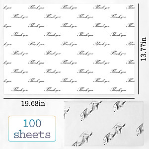 MR FIVE 100 Sheets White with Black Thank You Tissue Paper Bulk,20" x 14",Black Thank You Tissue Paper for Packaging and Gift Bags,Black Thank You Packaging Tissue Paper for Small Business