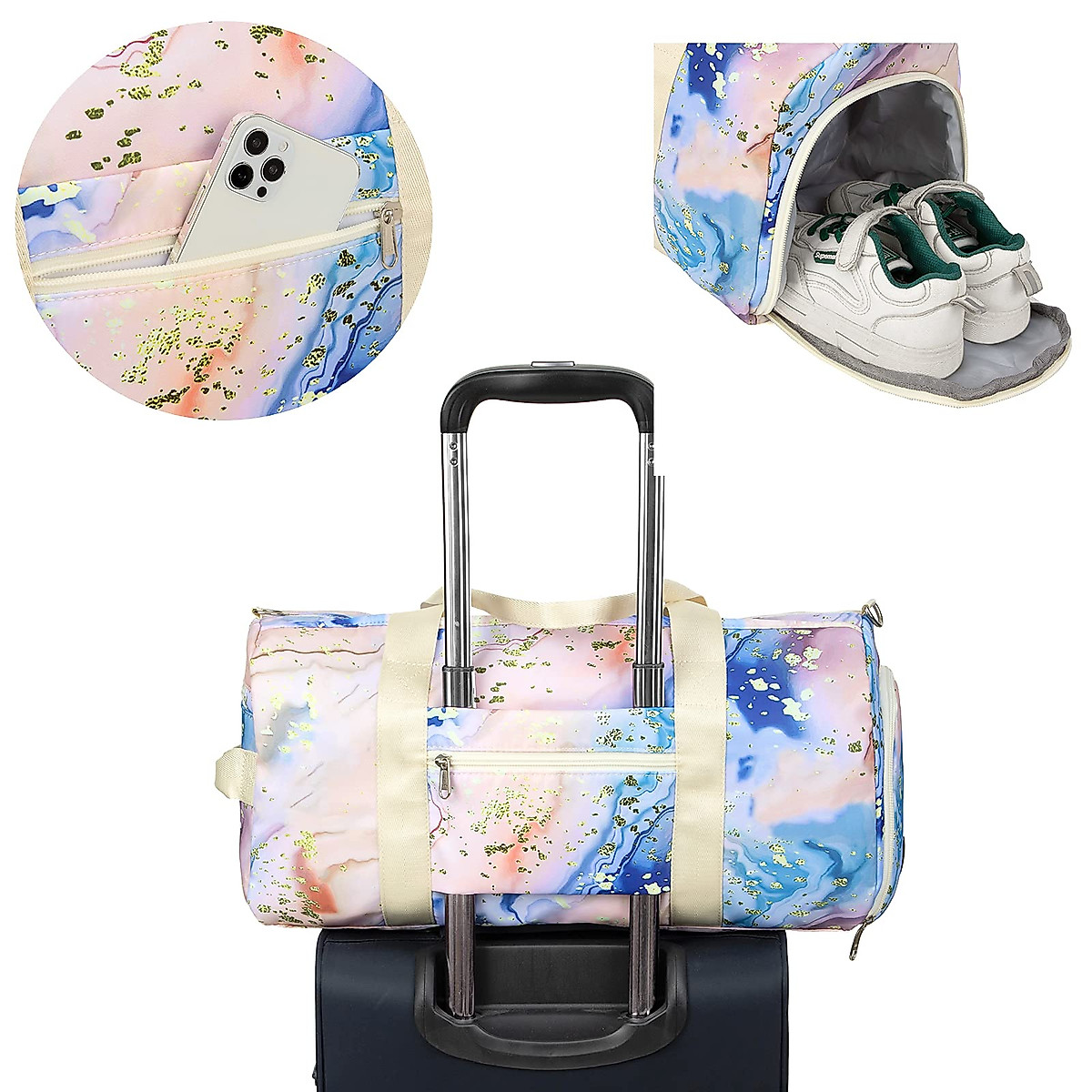 BLUBOON Sport Gym Duffle Bag for Women Girls Weekender Overnight Duffel Bag (Bronzing orange) 19.7"x9.5"x9.9"