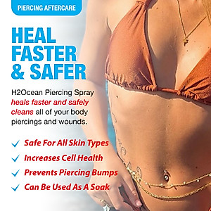 H2Ocean Patented Piercing Aftercare Spray Sea Salt Saline 4oz