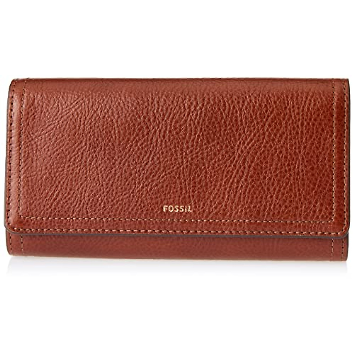 Fossil Women's Logan Leather Wallet RFID Blocking Flap Clutch Organizer, Brown (Model: SL7833200)