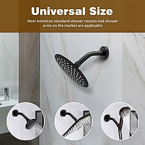 Shower Arm with Flange and Teflon Tape,304 Stainless Steel Shower Head Extension Pipe Arm for Wall-Mounted For Fixed Shower Head & Handheld Showerhead Never Rust(6 Inch,Matte Black)