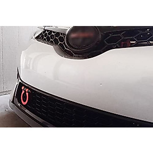 iJDMTOY Sports Red Track Racing Style Tow Hook Ring Compatible with Toyota 2018-up C-HR, 2019-up Corolla Hatchback, Made of Lightweight Aluminum