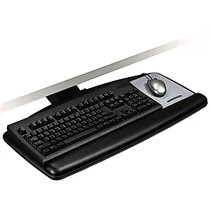 3M Keyboard Tray, Just Lift To Adjust Height And Tilt, Sturdy Tray Includes Gel Wrist Rest And Precise Mouse Pad, Swivels Side To Side And Stores Under Desk, 23" Track, Black (AKT90LE)