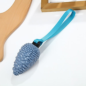 Honrane Teething Relief Dog Toy Pine Cone Shape Dog Squeaky Chew Toy Training Cleaning Interactive Tough Dog Toy for Medium Dogs Blue
