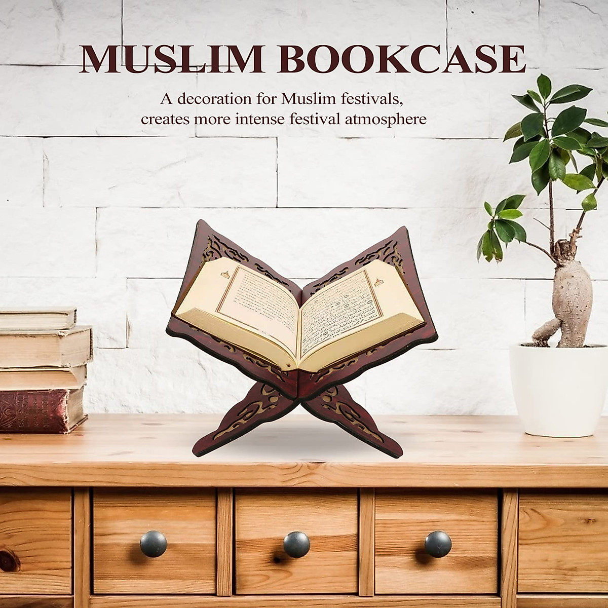 Wooden Quran Stand 11.4 x 8.2 Inches Stand Muslim Bible Holder Islam Foldable Rehal Bible Magazine Cookbook Rehal for Quran Display Holder Islam Religious Gift