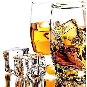 Clear Fake Ice Cubes, 100 PCS 1.0" Plastic Ice Cubes Acrylic Clear Ice Rock Diamond Crystals Square Fake Ice Cubes Display for Home Decoration Wedding Centerpiece Vase Fillers by DomeStar