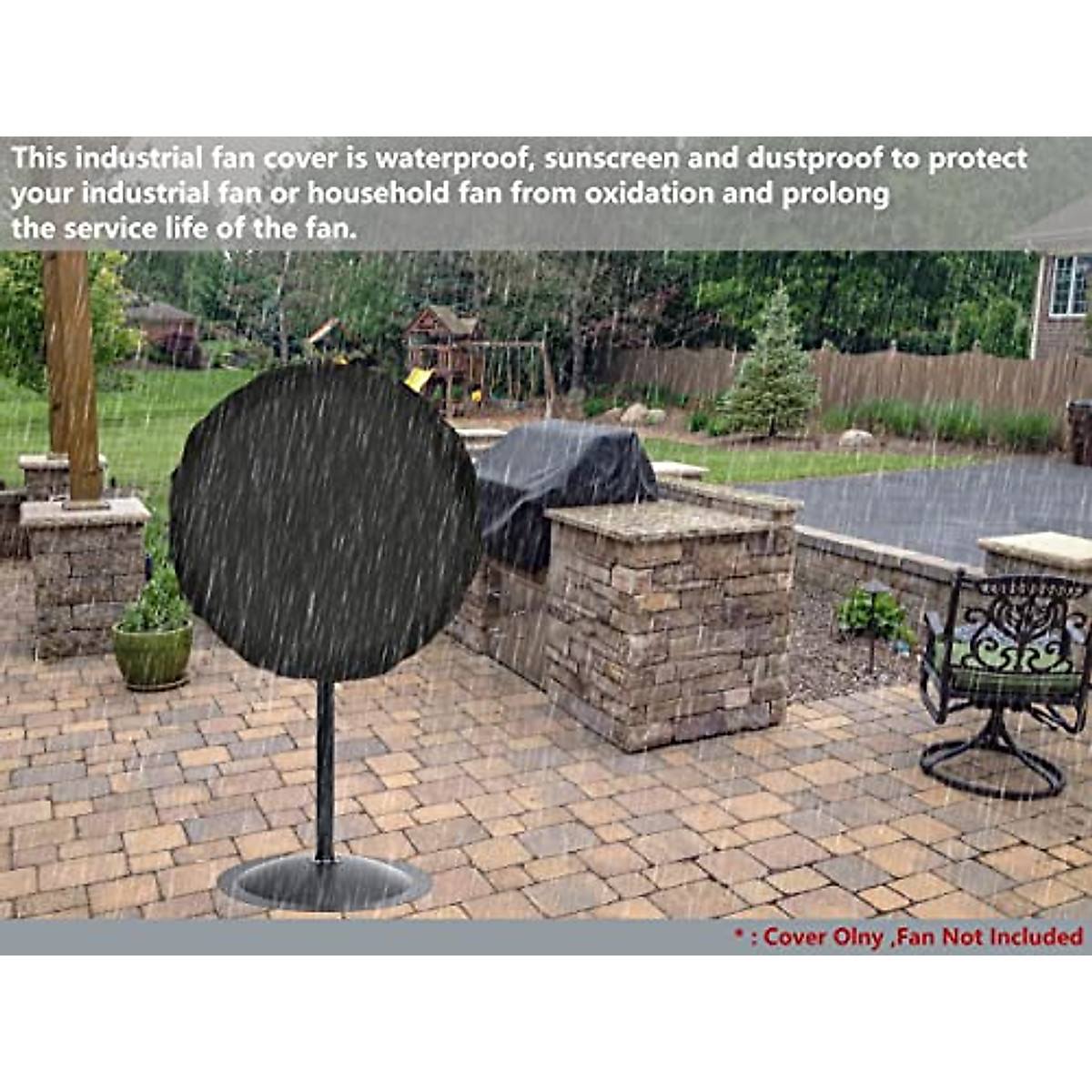 LSongSKY Industrial Fan Cover 2 Pack,Suitable for 30 Inch Wall Mount Fan,Industrial Pedestal Fan in the Warehouse,Shop, Garage,and Workspace,Waterproof & Dustproof 600D Oxford,Black