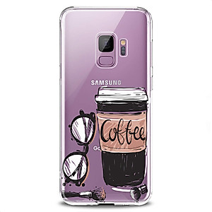 Cavka Case Compatible with Samsung S24 S23 S22 Plus S21 FE Ultra S20+ S10 Note 20 S10e S9 Clear Beauty Coffee Pink Cute Phone Girls Slim fit Lady Gentle Cute Print Design Flexible Silicone Glamours