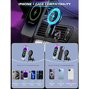 MOKPR for MagSafe Car Mount Charger, 15W Heat Dissipation Wireless Car Charger Fast Charging Magnetic Phone Holder Mount Automobile Car Holder Vent Fits iPhone 15 Pro Max Plus 14 13 12 MagSafe Case