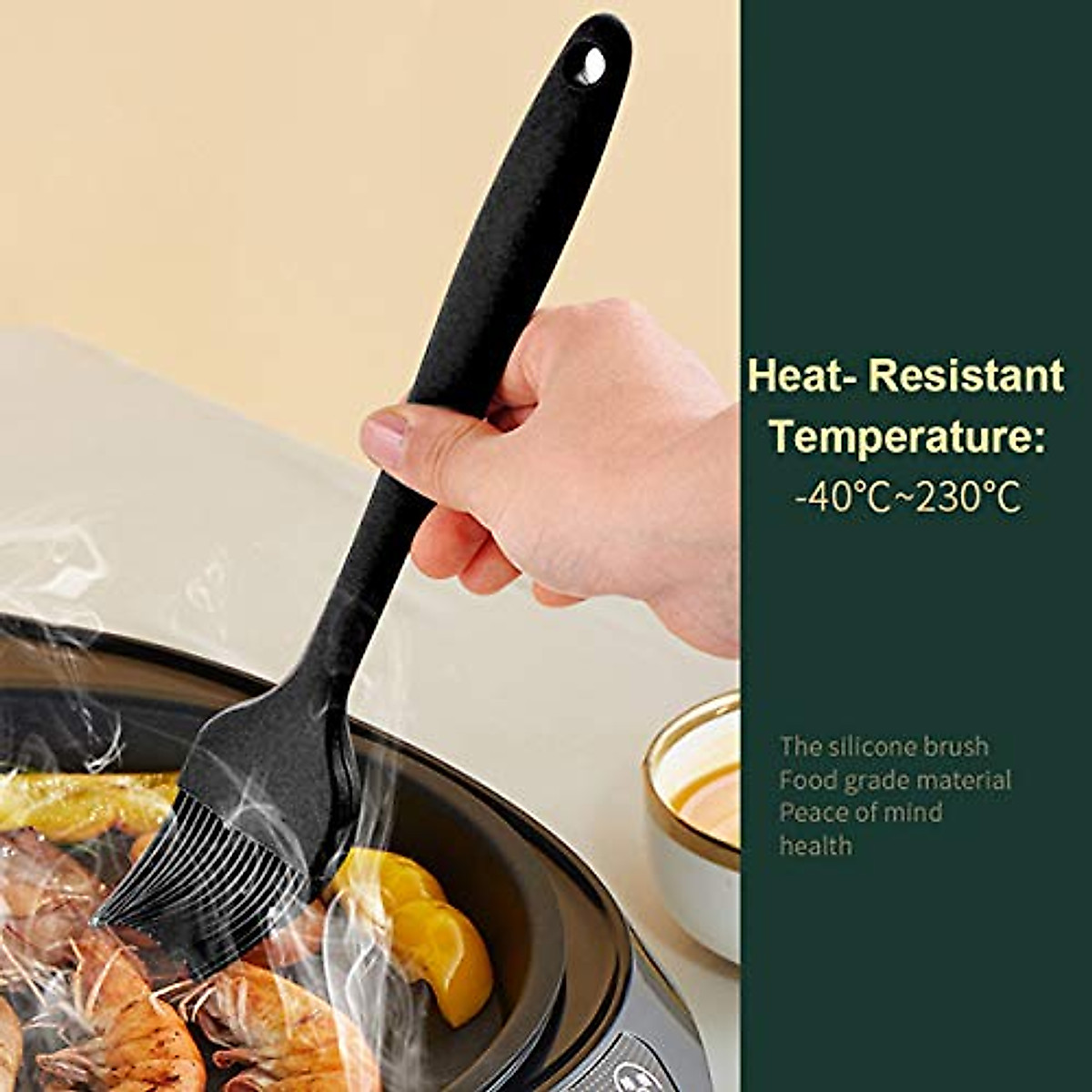 Silicone Basting Brush,2 Packs Heat Resistant Cooking Brush,Black Long Handle Pastry Brush for Grilling, Baking, BBQ