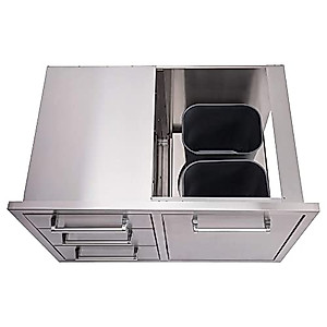 Bonfire Outdoor Kitchen Triple Drawer & Trash Drawer Combo, 304 Stainless Steel, CBATDT