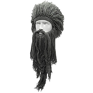 Creative Barbarian Knit Beard Hat Funny Knit Hat Wig Beanie Hat Beard Facemask