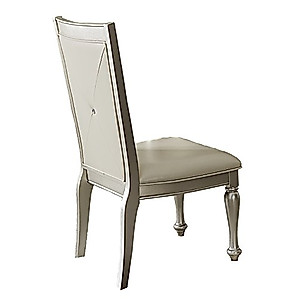 Homelegance Celandine Crystal Button Tufted Dining Chair, Set of 2, Pearl White