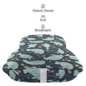 JZDACH Car Neck Pillow Memory Foam Head Rest Support Cushion Compatible with Manatee Animals for Travel Car Seat, Boys Gaming Office Chair,Travel Portable Pillow