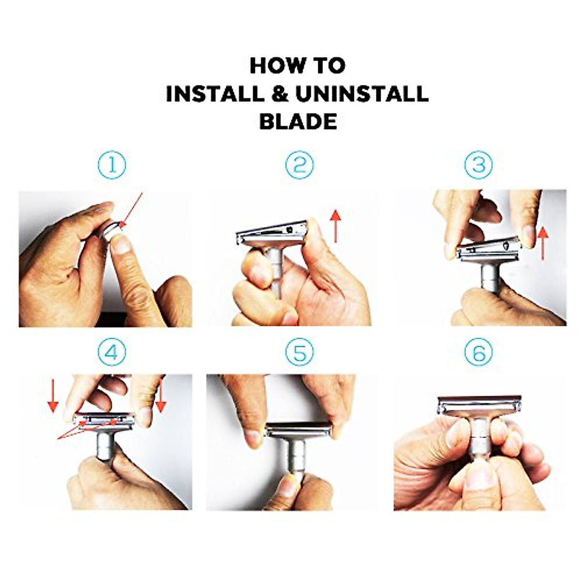 Travel Double Edge Safety Razor, River Lake RZ700 Long Handle Adjustable Classic Safety Shaver Razor (Razor with Protective Case,Brown)