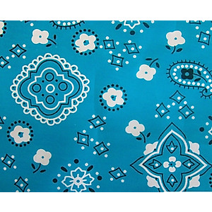 Bandana Turquoise Poly Cotton 58 Wide Fabric by The Yard (F.E.