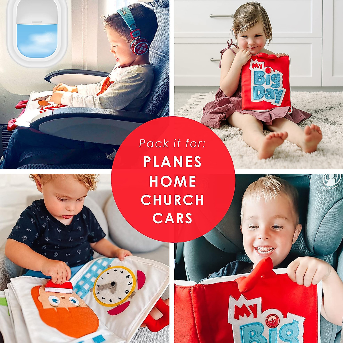Curious Columbus - Quiet Book for Toddlers - Large Fabric Activity Busy Book. Toddler Montessori Book. 10 Pages of Learning & Fun for Quiet Play. Airplane Activities, Essential Road Trip Travel Toy