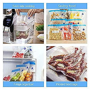 Sous Vide Bags,20 PCS Reusable Vacuum Sealer Bags for Food with 6 Sealing Clips, BPA Free Vacuum Food Storage Bags (8.7x8.3 Inch)