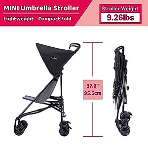 Pamo Babe Umbrella Stroller, Lightweight Travel Stroller for Toddlers 1-3 Summer Stroller, Compact Foldable Baby Strollers for Newborns and Up to 33 lbs(Black)