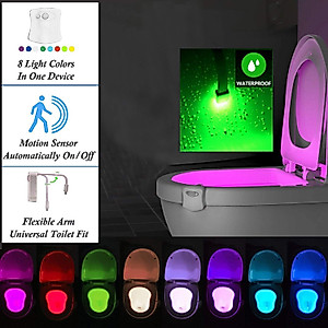 The Original Toilet Night Light Gadget, Fun Bathroom Lighting Add on Toilet Bowl Seat, Motion Sensor Activated LED 9 Color Modes - Weird Novelty Funny Birthday Gag Gifts for Men, Dad, Kids & Toddlers