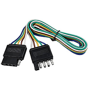 Oyviny 5 Way Flat Trailer Wire Extension 48 inch, Vehicle-Side and Trailer-Side 5-Pin Flat Wiring Harness 18 Guage Male and Female Trailer Wire Connector